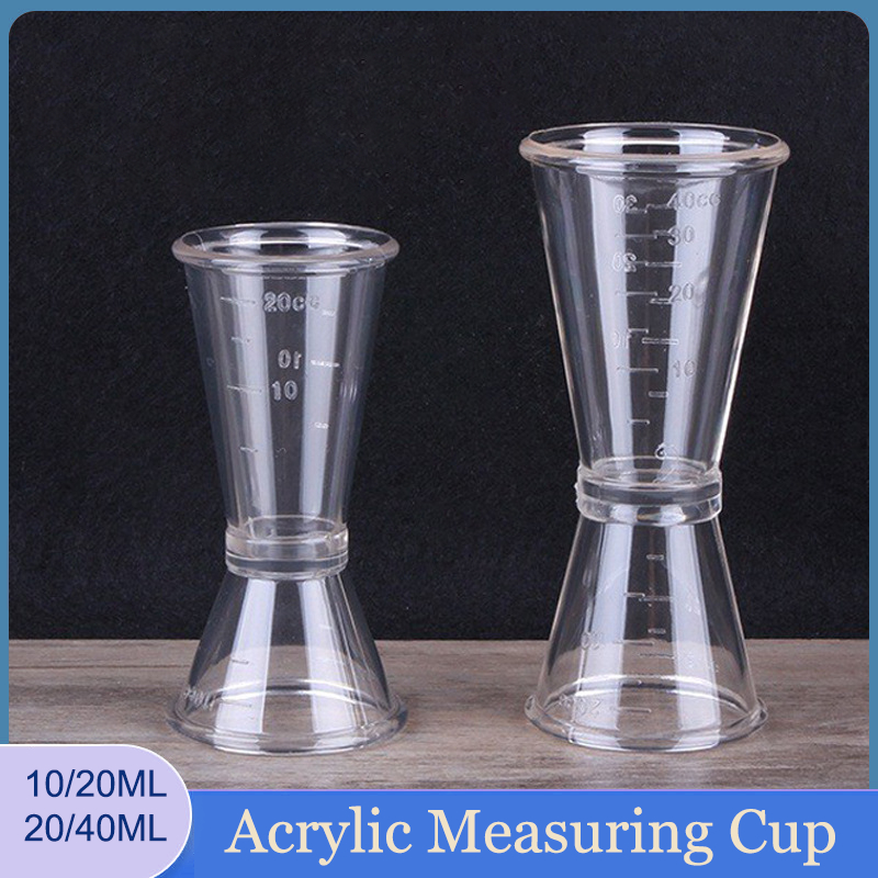 Clear Double Jigger Measuring Cup 40ml & 20ml Milk Tea Coffee Mixing Oz ...