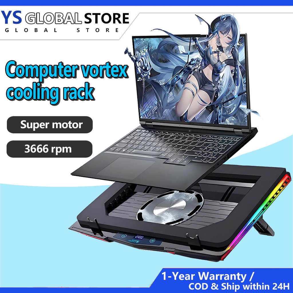 Powerful Turbo-Fan RGB Laptop Cooler with Infinitely Variable Speed for ...
