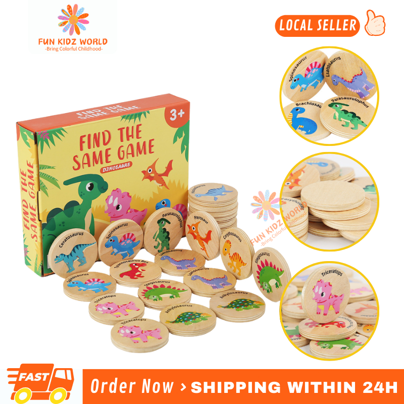 Cartoon Dinosaur Puzzle Game Find the Same Game Wooden Puzzle Number ...