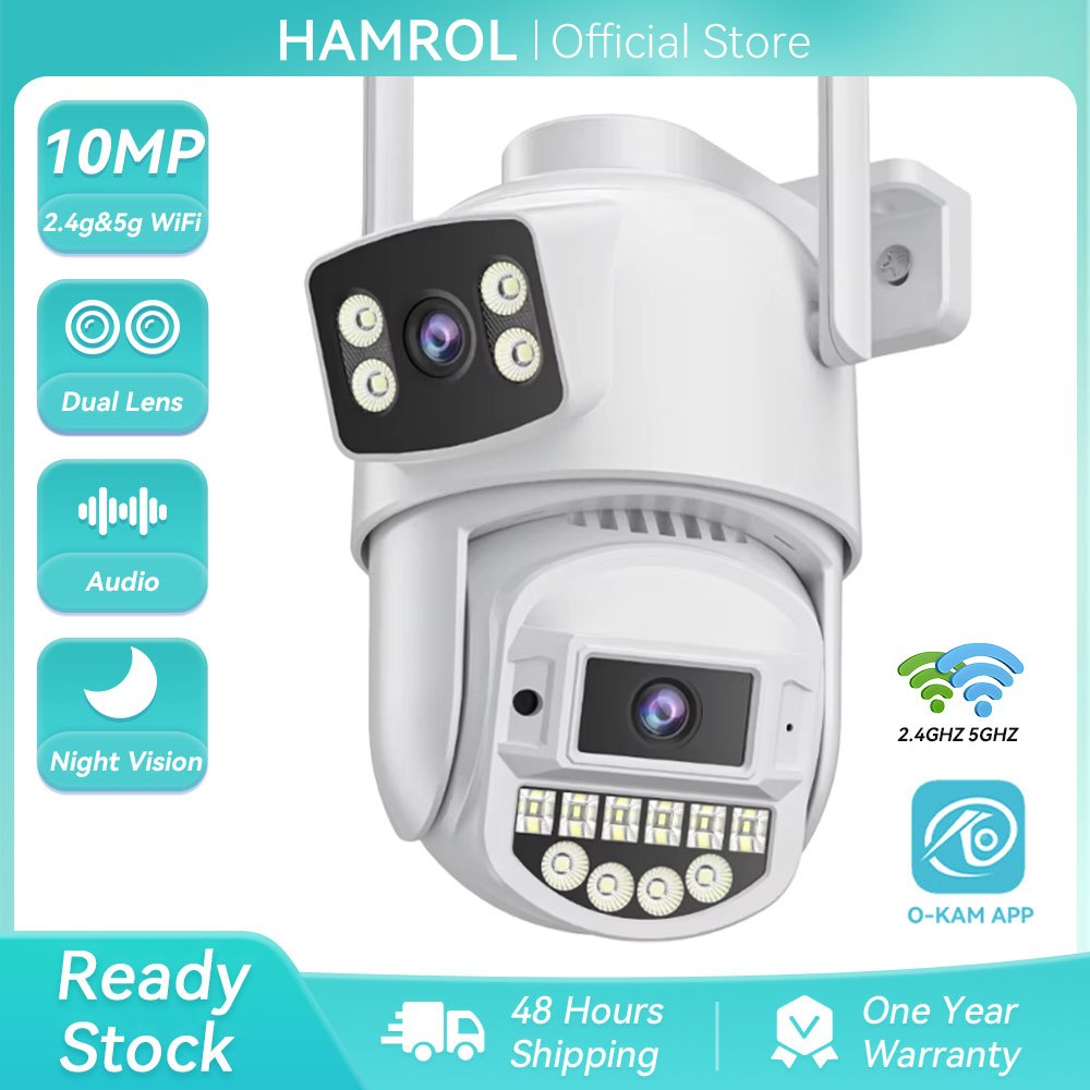 Hamrol 10MP 5G&2.4G HZ Dual Lens PTZ WiFi IP Camera Al Humanoid ...