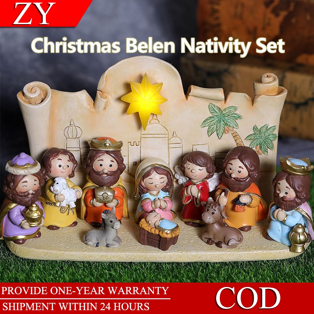 Christmas Belen Nativity Set For Xmas Decoration Holy Family Resin ...