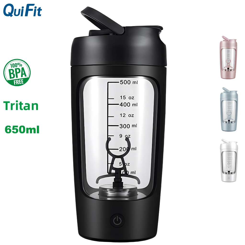 QuiFit 650ml Electric Protein Shaker Bottle - 7000 RPM USB Rechargeable ...