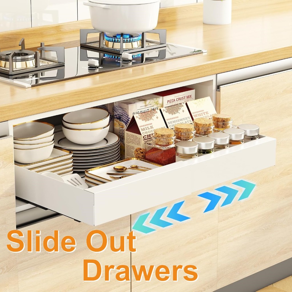 Pull Out Organizer Drawer Expandable Kitchen Slide Out Drawer Cabinet ...
