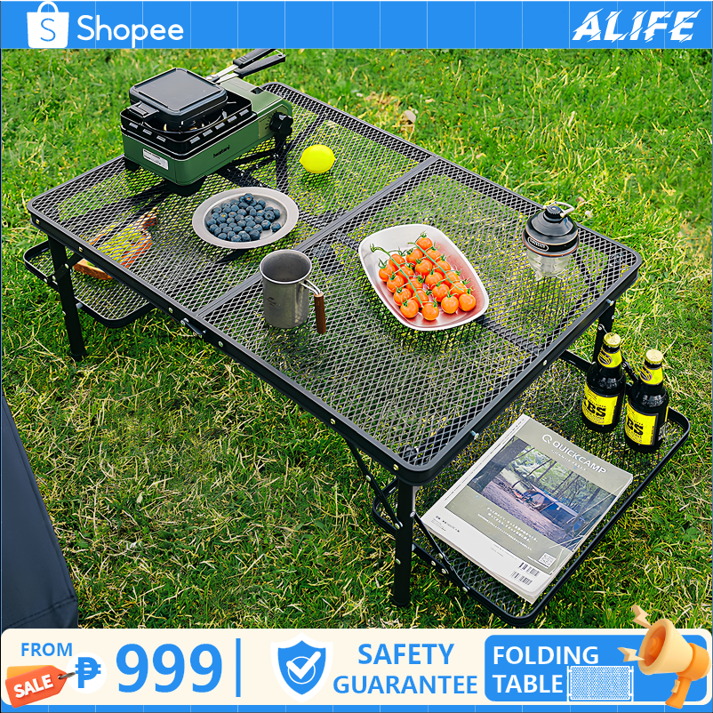 Outdoor folding mesh table Multifunctional iron mesh table Portable ...