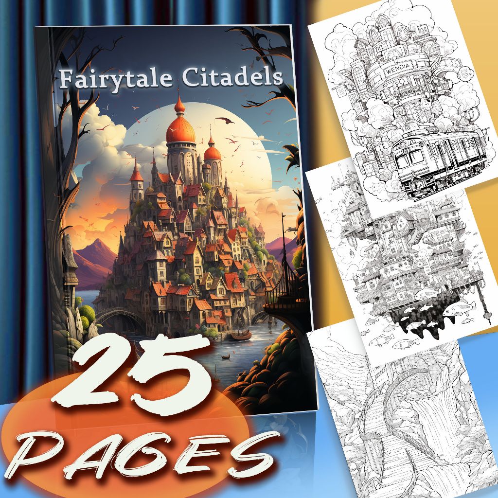 Fantasy Castle Adventure Sketchbook | 25 Magic Castle Line Draft ...