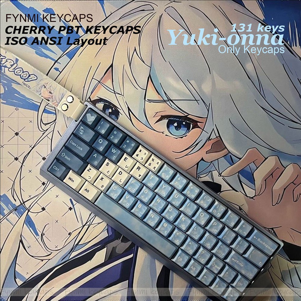 Yuki-Onna ANSI ISO Cherry PBT Keycaps 131 keys 1.8mm thickness PBT Dye ...