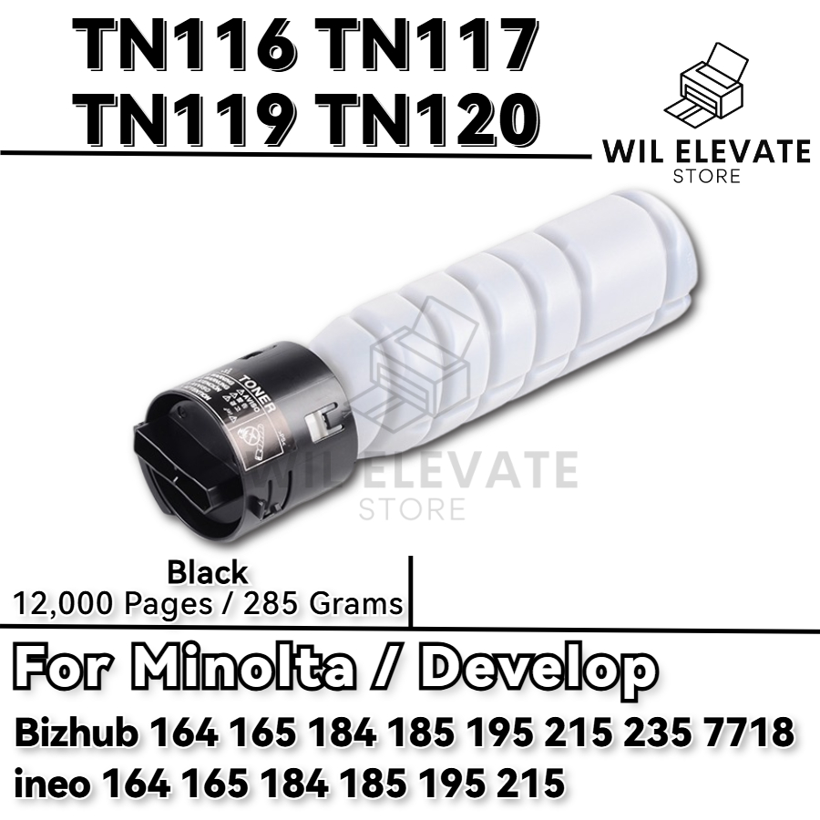 WilElevate TN116 TN117 TN119 Toner Cartridge For Konica Minolta Bizhub and Develop ineo 164 165 ...