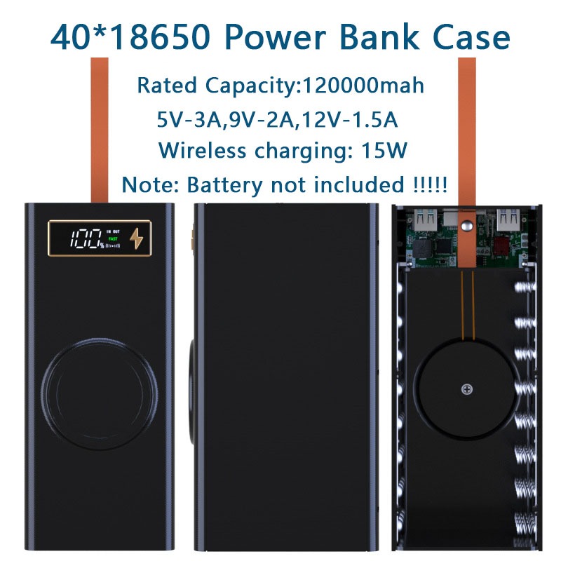 C40 40*18650 Flashlight Battery Charger Box Power Bank Holder DIY Shell ...