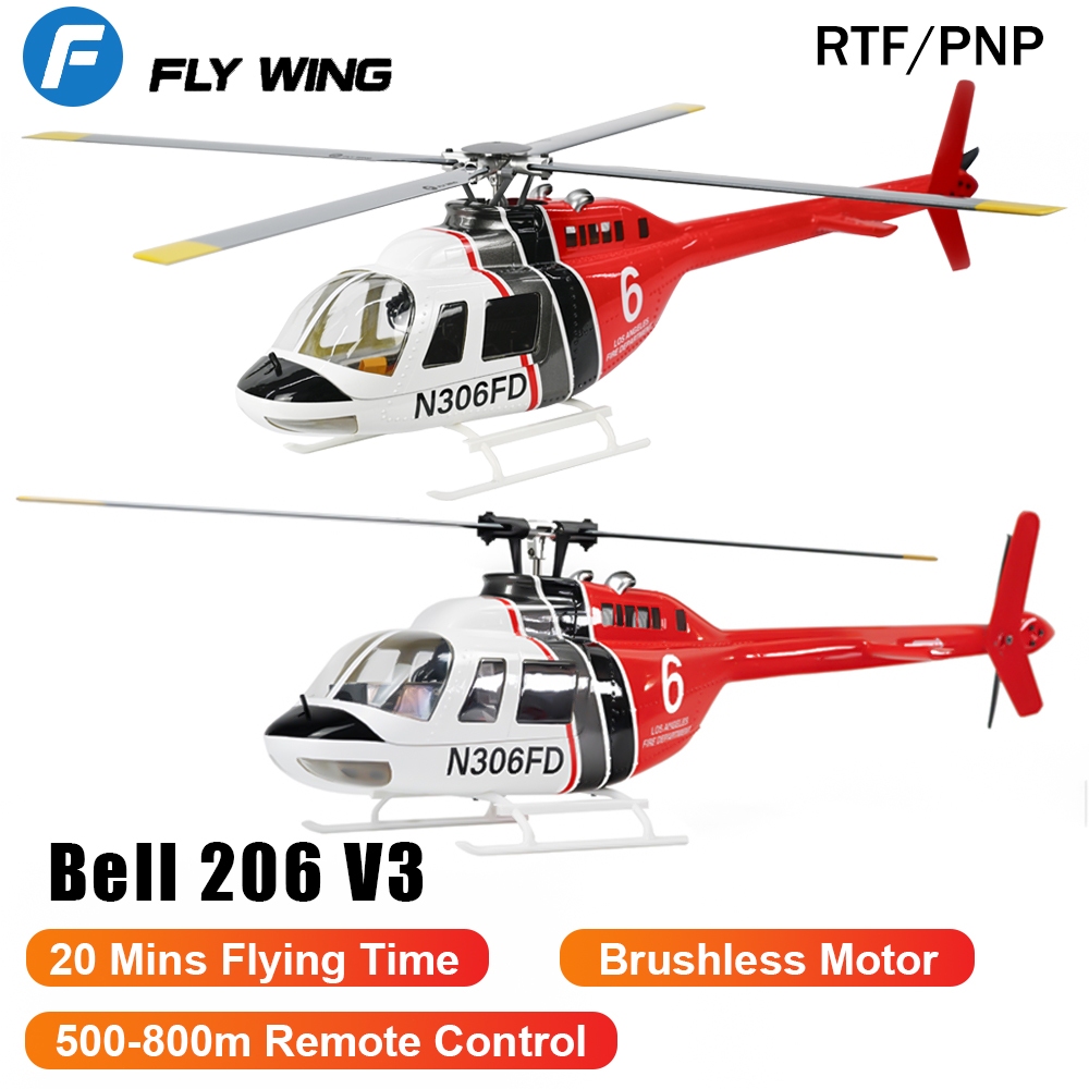 Fly Wing Bell-206 V3 Rc Helicopter Rtf Pnp 6ch 1/16 Brushless Motor Gps ...