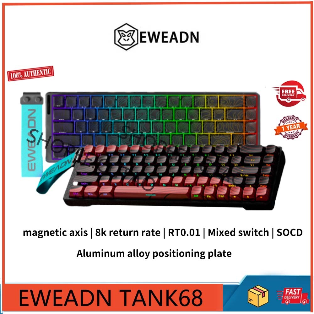 EWEADN TANK68 aluminum alloy gaming magnetic axis keyboard, 8K return rate, RT0.01, 32K scan ...