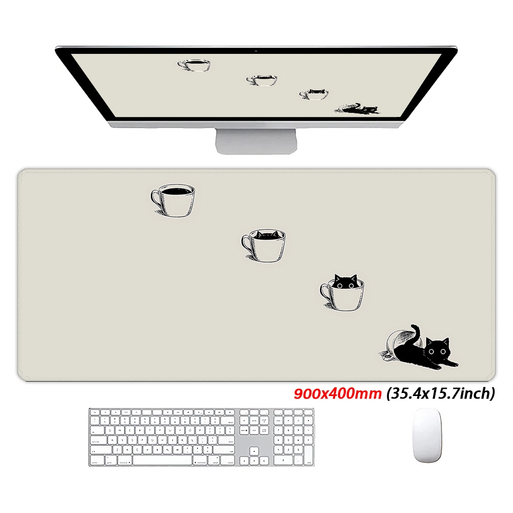 Mouse Pad Cat Ink Cat Desk Mat Waterproof Anti-Slip Personalized ...