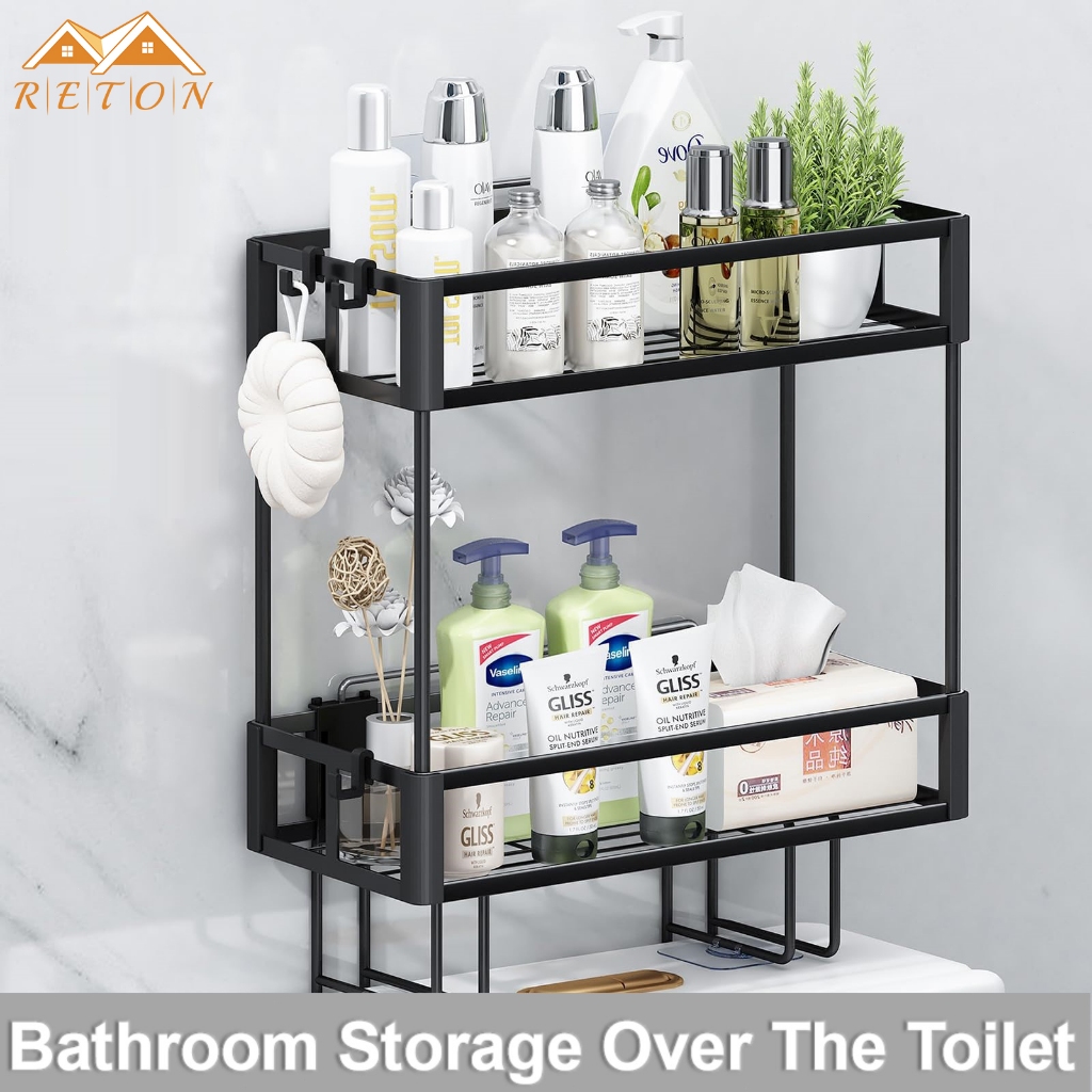 2-Tier Bathroom Organizers Rack Toilet Storage Rack Bathroom Shelf Over ...