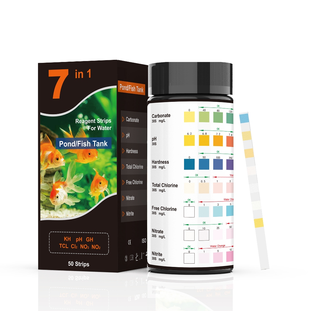 7 in 1 Aquarium Test Strips, 100 Strips Fish Tank Water Quality Test ...