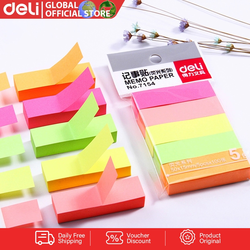 Deli 50*15mm Page Markers Sticky Note Multicolor Note Paper Office ...
