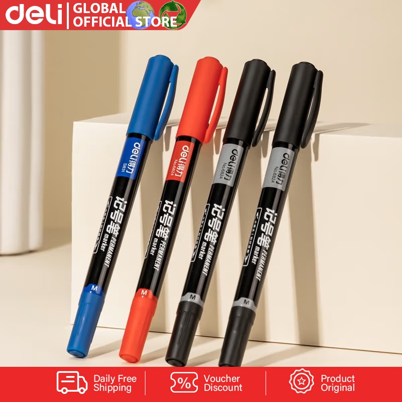 Deli 0.5/1.5mm Double Head Waterproof Permanent Markers for Writing and ...