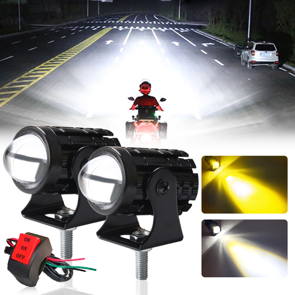 (2PCS) Motorcycle Mini Driving Lights High/Low Amber White LED ...