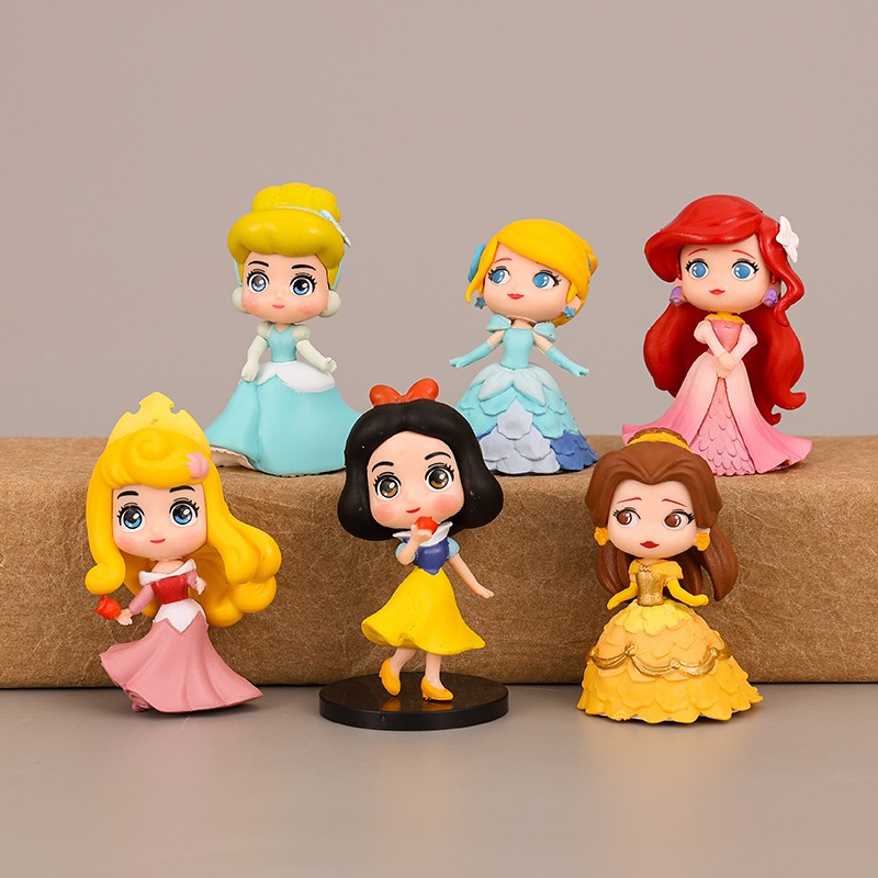 6Pcs/Set Anime Fairy Tale Princess Snow White Mermaid Ariel Cinderella ...