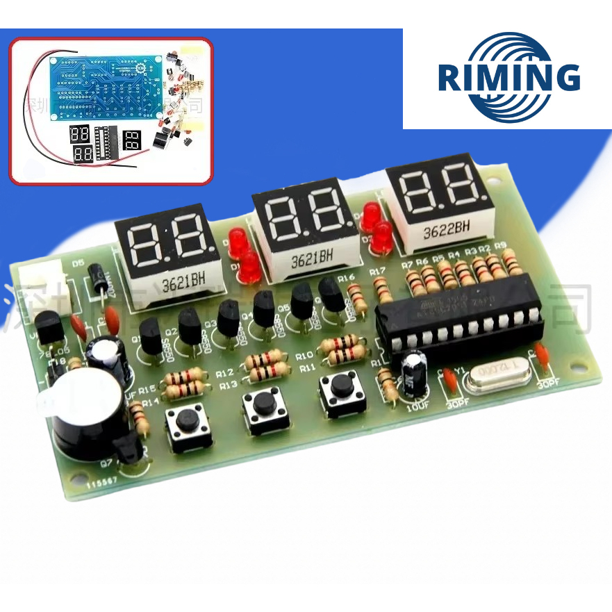 DIY Kit Digital Clock 6 Bits C51 AT89C2051 Chip Electronic Alarm Clock ...