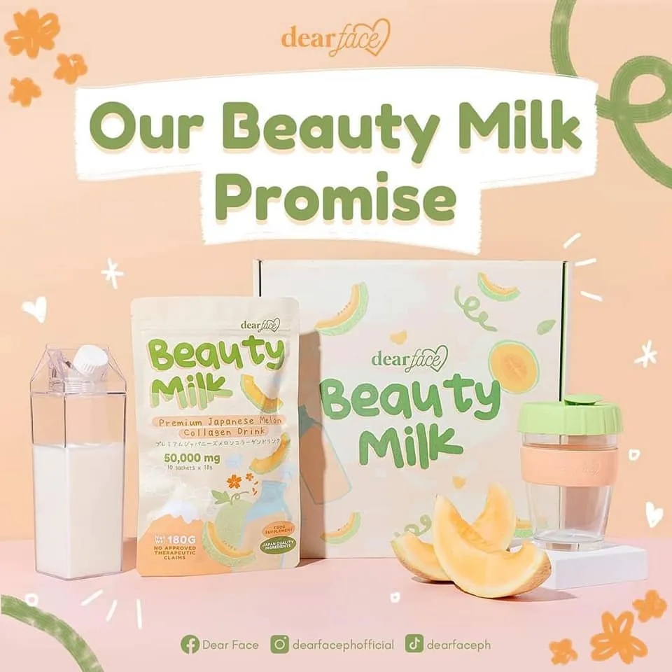 DEAR FACE Beauty Milk Premium Japanese Collagen Strawberry Glutathione ...