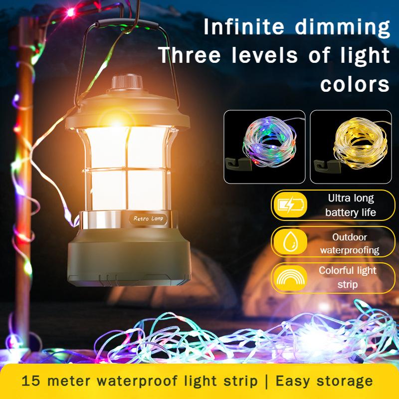 Upgraded outdoor multifunctional portable LED camping tent light TYPE-C ...