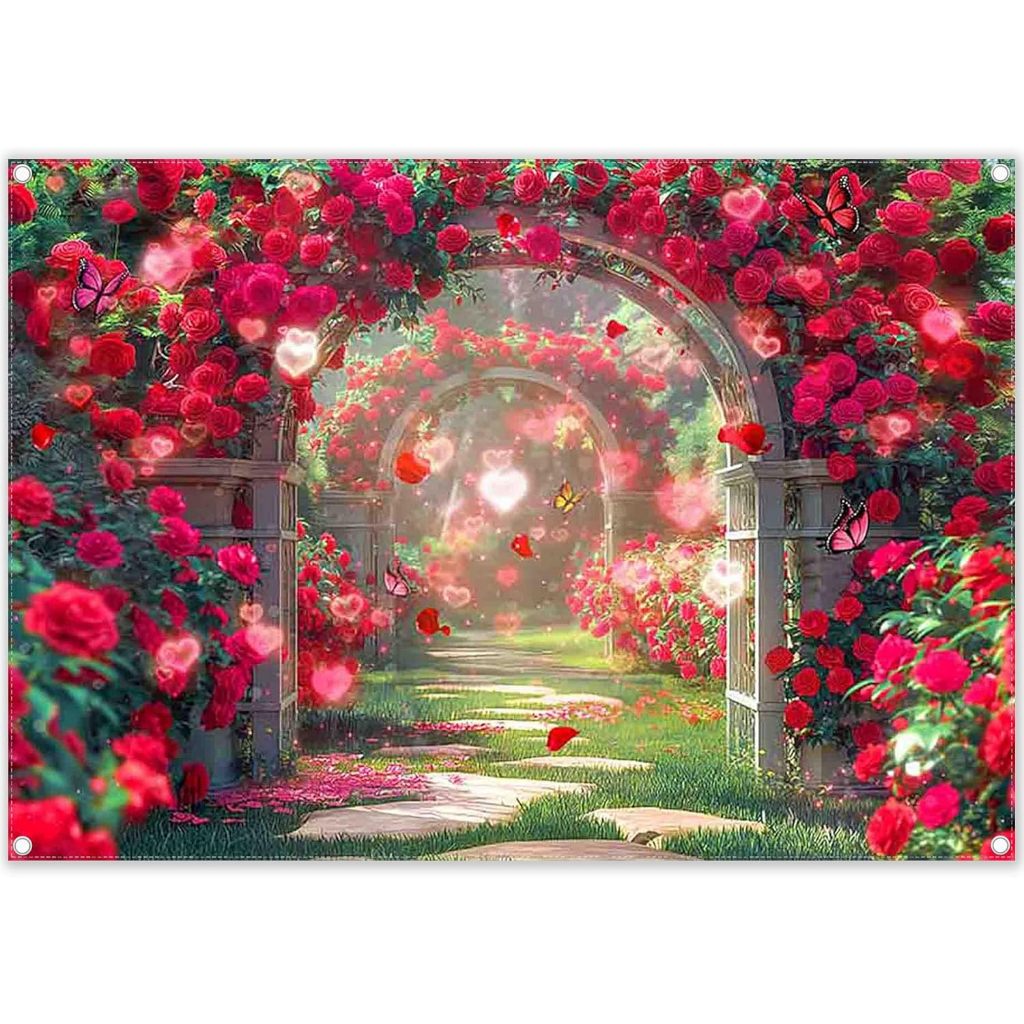 7x5ft Rose Garden Backdrop Spring Flower Arch Road Photography ...
