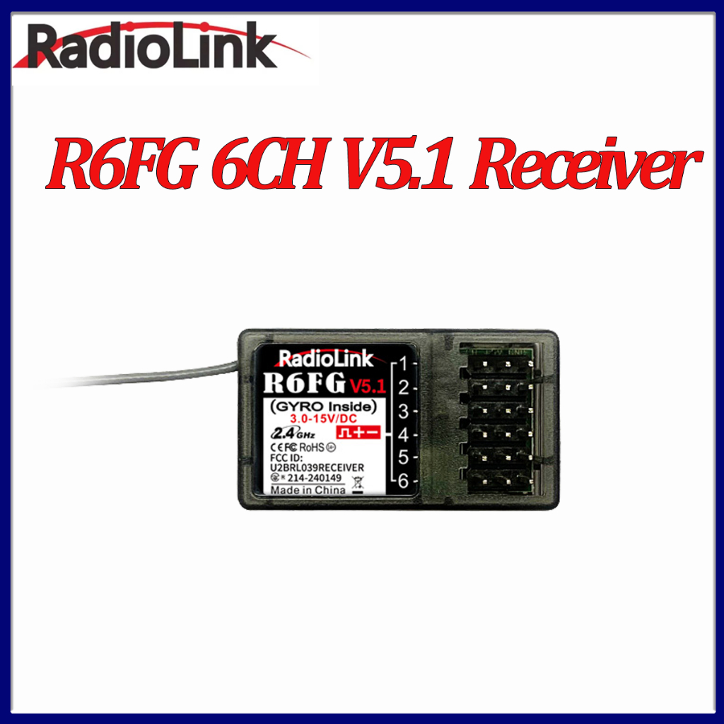 RADIOLINK R6FG 6CH 6 Channel RC Receiver 2.4G Radio System With Gyro ...