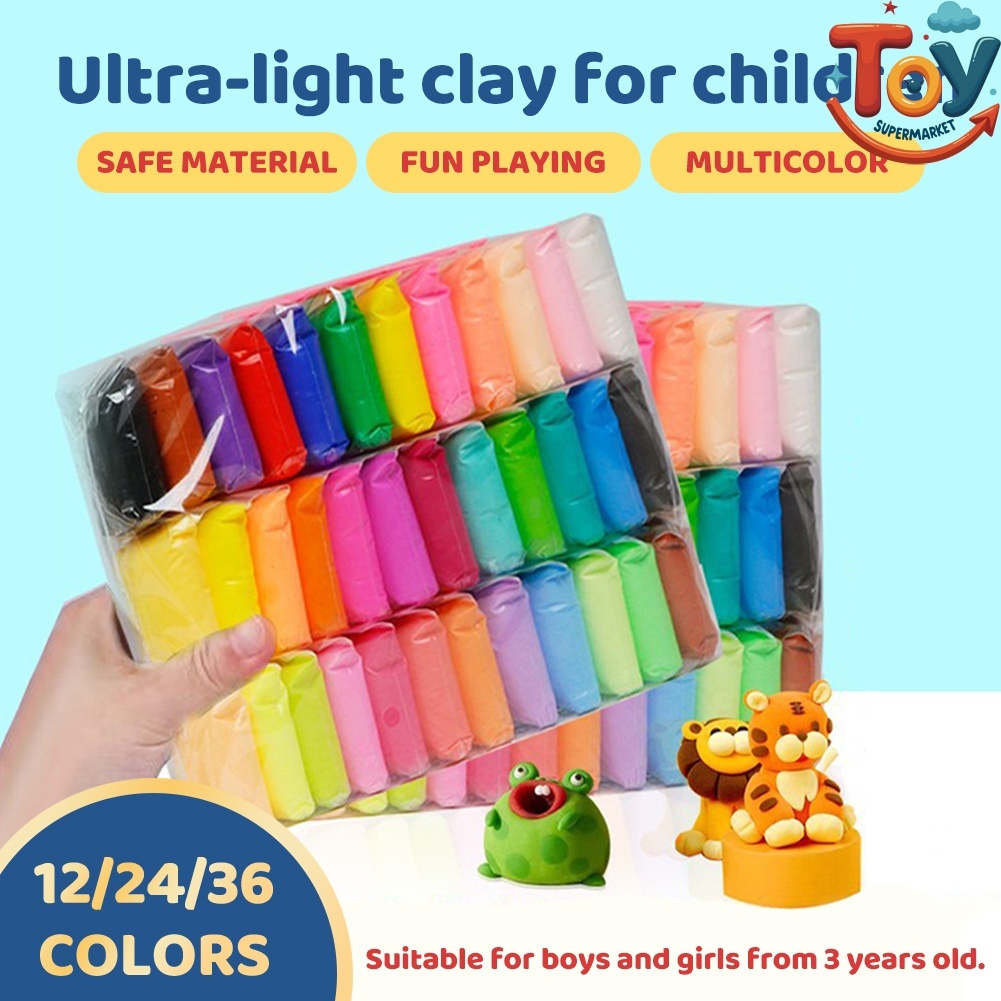 12/24/36 Colors Air Dry Clay With Tools Non Toxic DIY Light Air Clay ...