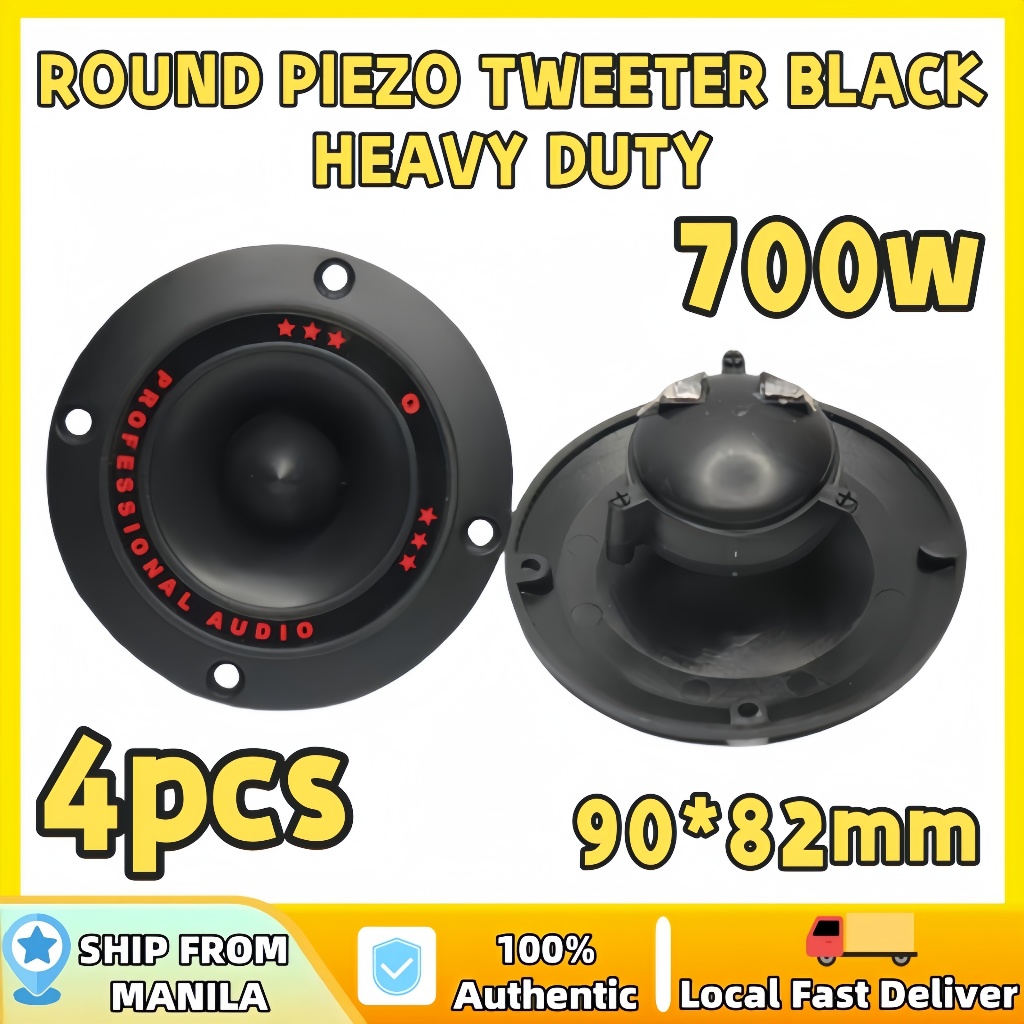 4PCS Round Piezo Bullet Tweeter Black 700W Heavy Duty/Round Piezo Tweeter 700W Black/High Sound ...