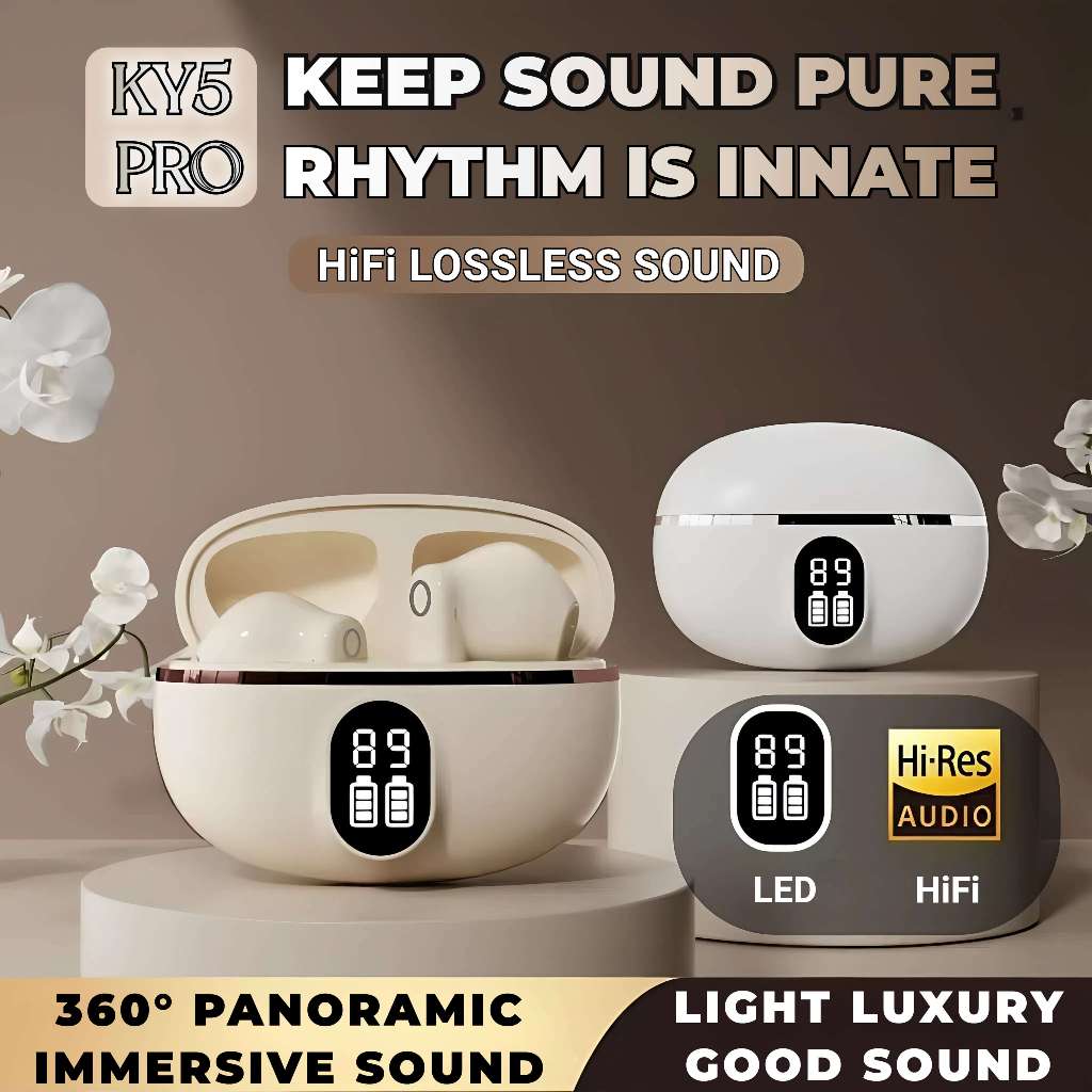 KY5 PRO Earbuds (2 Freebies:1 Cartoon stickers+1 Game sleeve) HiFi Level Stereo Sound, Digital ...