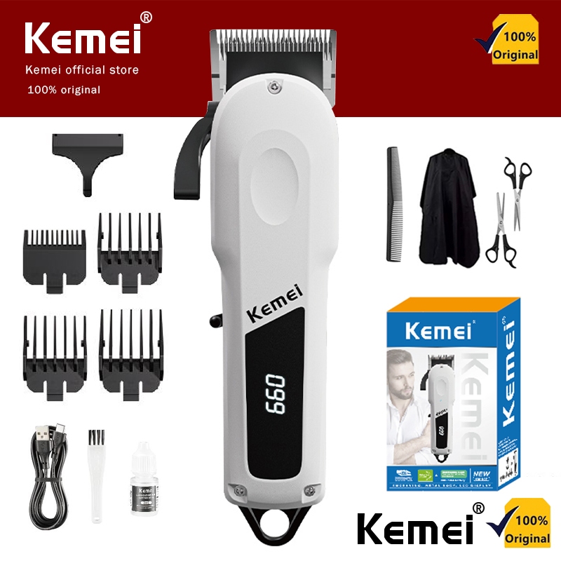 Kemei Electric Hair Clipper USB Rechargeable Cordless Shaver Machine ...