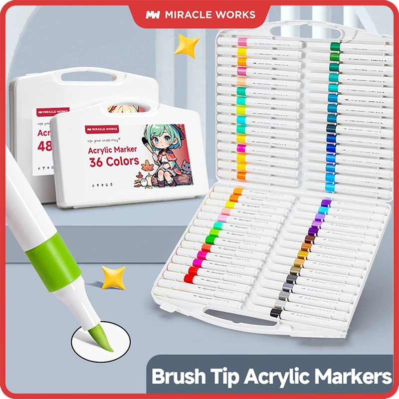 (Brush-Tip)24/36/48/60/80 Colors Box-packed Acrylic Marker Pen Set ...