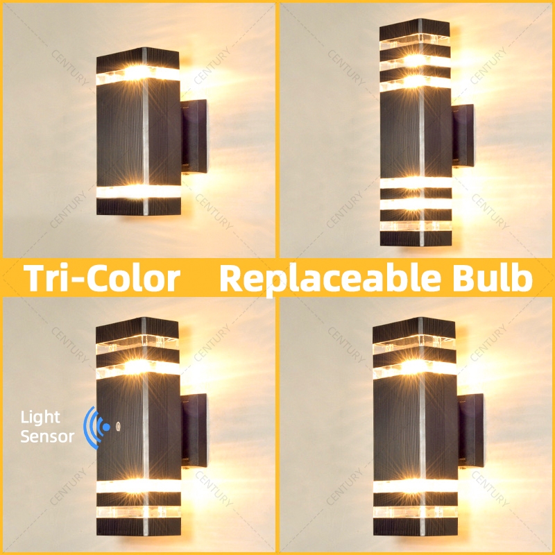 Free Tri-color Bulb Wall Lamp Outdoor Waterproof Wall Light Indoor E27 ...