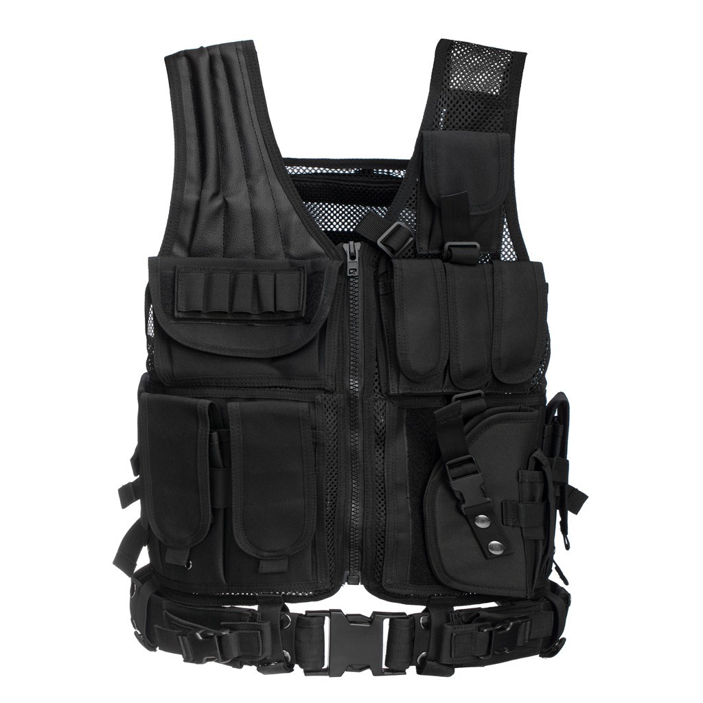 Tactical MOLLE Airsoft Vest Adjustable Paintball Combat Training Vest ...