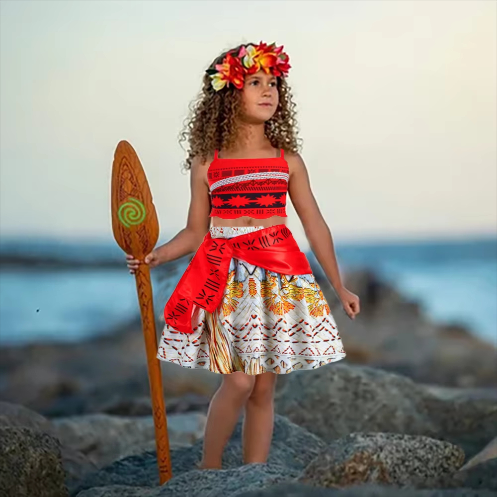 Moana Dress for Girls Princess Costume Summer Beach Party Kids Carnival ...