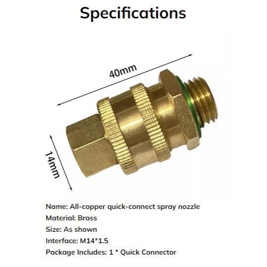 M14*1.5 All-Copper Quick-Connect Spray Nozzle Coupling Quick Release ...