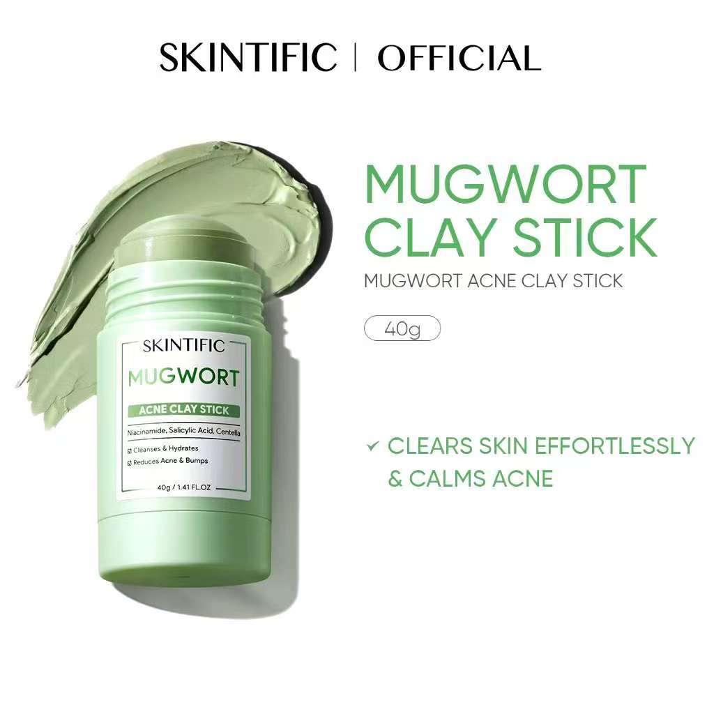 SKINTIFIC Mugwort Clay Mask Stick Mask Cleansing Clay Masker Muka ...