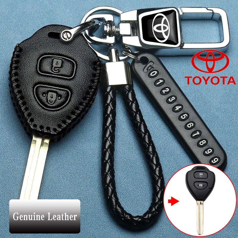 Toyota 2 Buttons Genuine Leather Car Remote Key Case For Toyota hilux ...