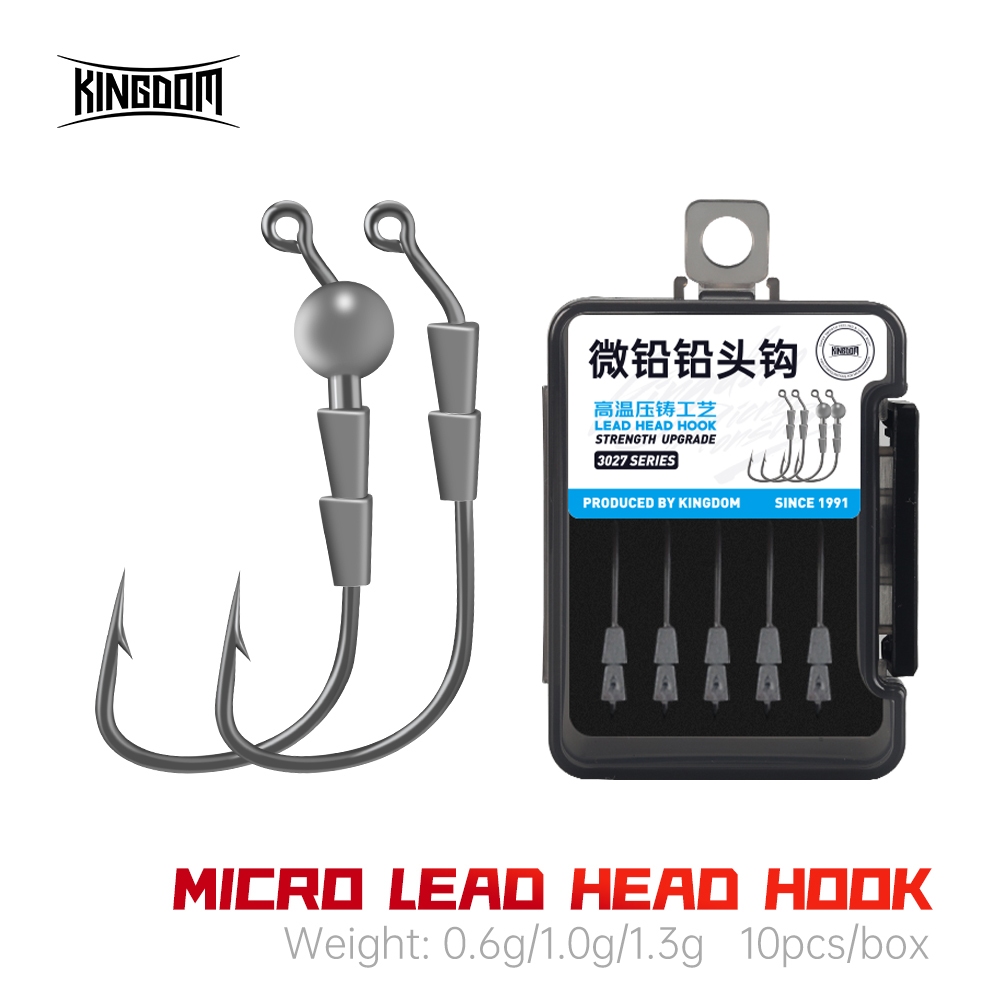 Kingdom Micro Lead Head Hook 10PCS Lead Jig Head Bait Soft lures ...
