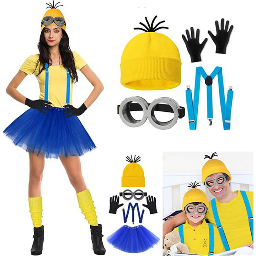 New Style 6pcs/Set Minion Costume Minion Goggles And Hat Outfit Cosplay ...