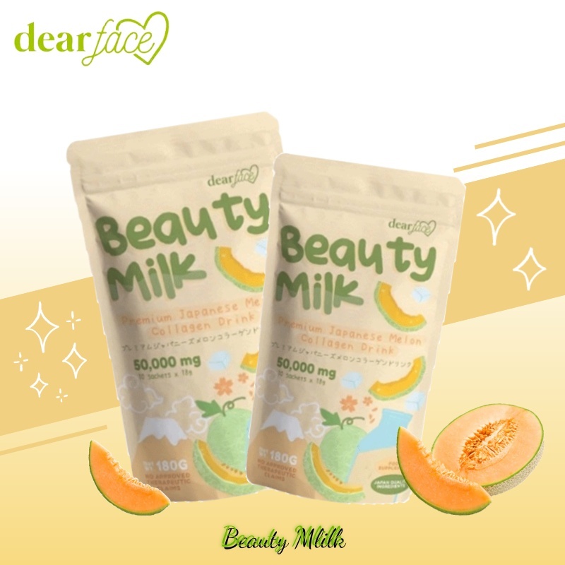 DEAR FACE Beauty Milk Collagen Drink FDA Approved Melon 10 Sachets 180g ...