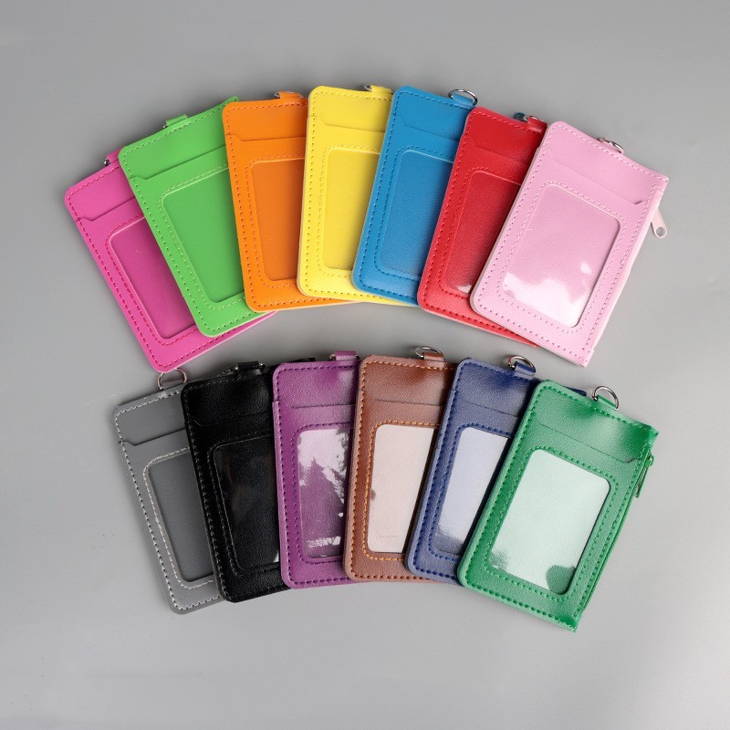 11 COLOR PU LEATHER NAME BADGE DOUBLE SIDED POCKET / ID CARD HOLDER ...