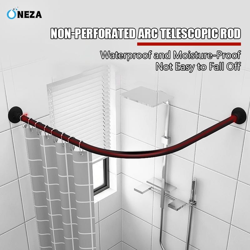 NEZA Adjustable Curved Shower Rod Stainless Steel L Shape Shower ...