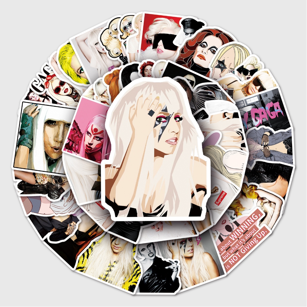 50 Pcs/Set Handmade Cartoon Funny Cute Lady Gaga Fashionable Waterproof ...