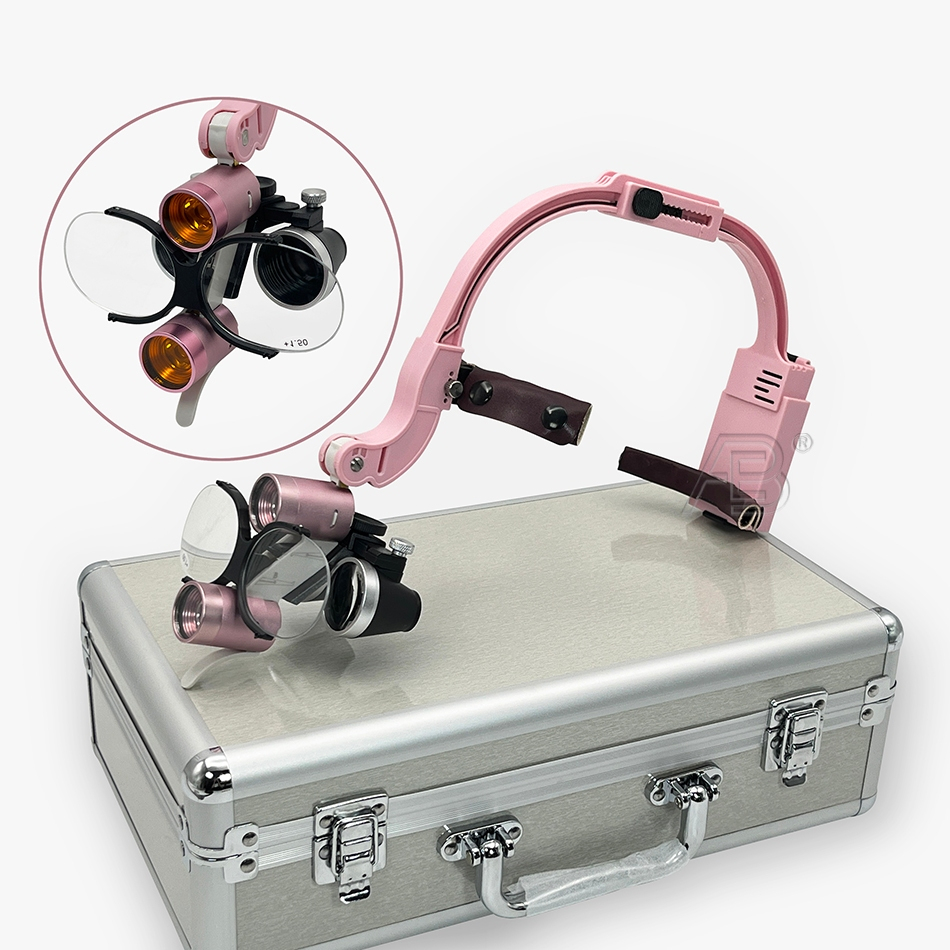 Pink / Dental Binocular Loupes Dental Medical Magnifier Headlight ...