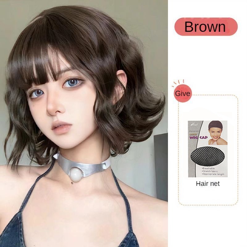 Short Bob Wig Hair Wigs Natural Black Brown Bob Fluffy Synthetic Hair ...