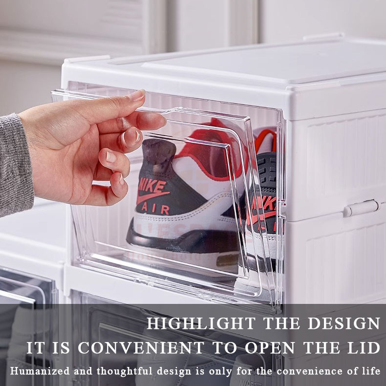 Shoebox Acrylic transparent shoebox Front Drop Side open Magnetic Dust ...
