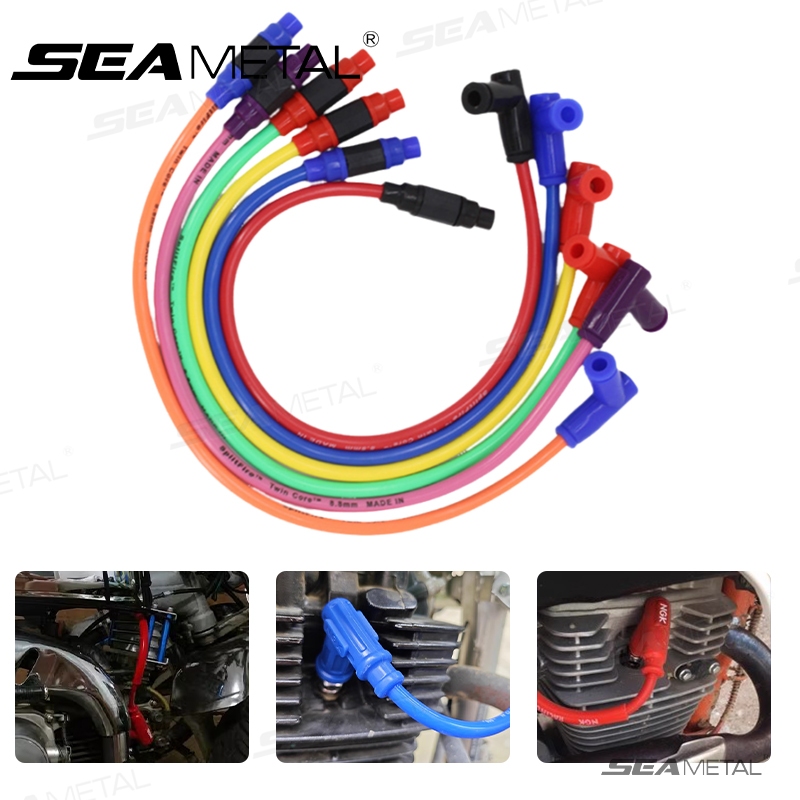 SEAMETAL Universal Motorcycle Ignition Coil Spark Plug Power Cable For ...