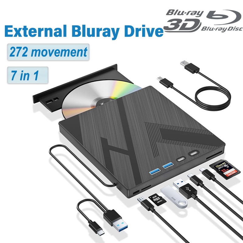 7 in 1 External Bluray Drive USB 3.0 blue ray dvd player 272 movement ...