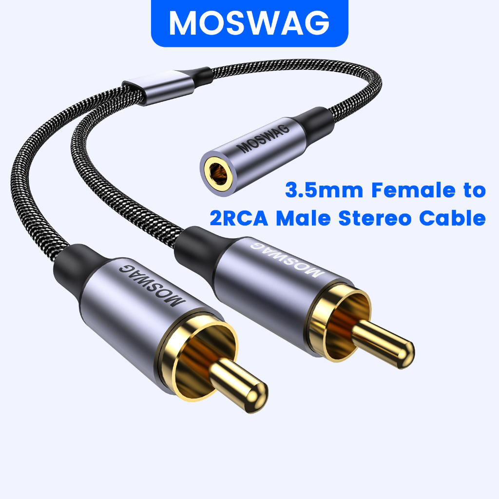 3.5mm to RCA Cable, 3.5mm Female to 2RCA Male Stereo Audio Cable Gold ...