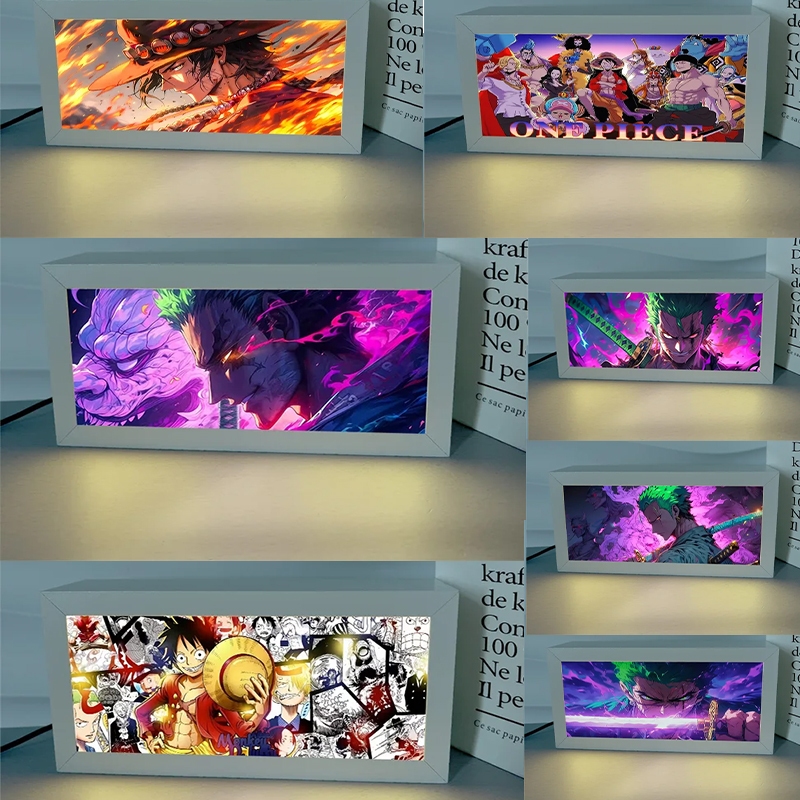 One Piece Luffy Ace Bedside Bedroom Night Light Roronoa Zoro Study Desk Long Night Light Desktop ...